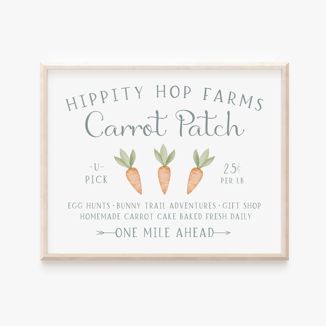 Carrot Patch Printable, Easter Wall Art, Springtime Decor, Spring ...
