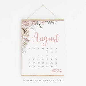 August 2024 Calendar Printable Boho Floral Monthly Planner - Etsy Australia