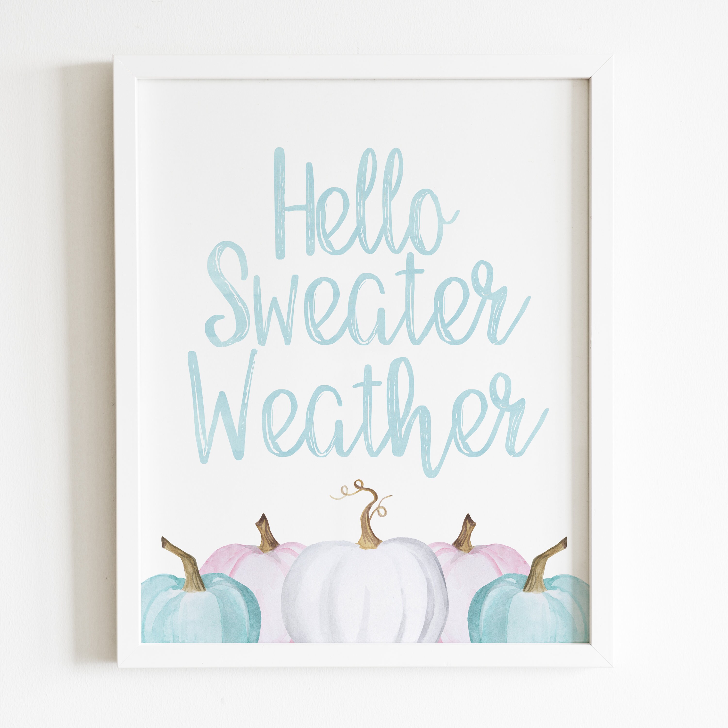 Hello Sweater Weather Printable Pastel Pumpkins Wall Art - Etsy