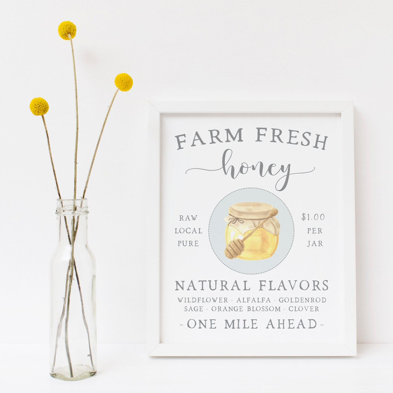 Farm Fresh Honey Printable Summertime Decor Bee Lover Gift | Etsy