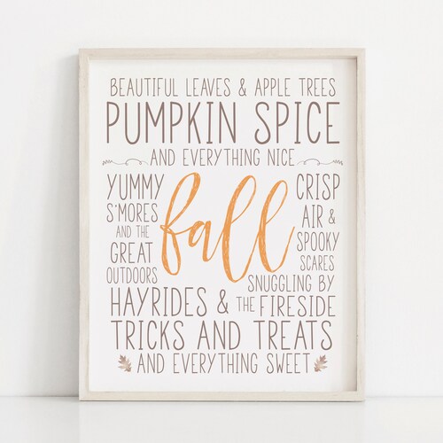 Fall Printable Sign Fall Wall Art Printable Art Autumn - Etsy