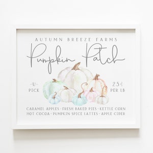 Instant Download Pumpkin Patch Sign, Pastel Autumn Printable Wall Art ...
