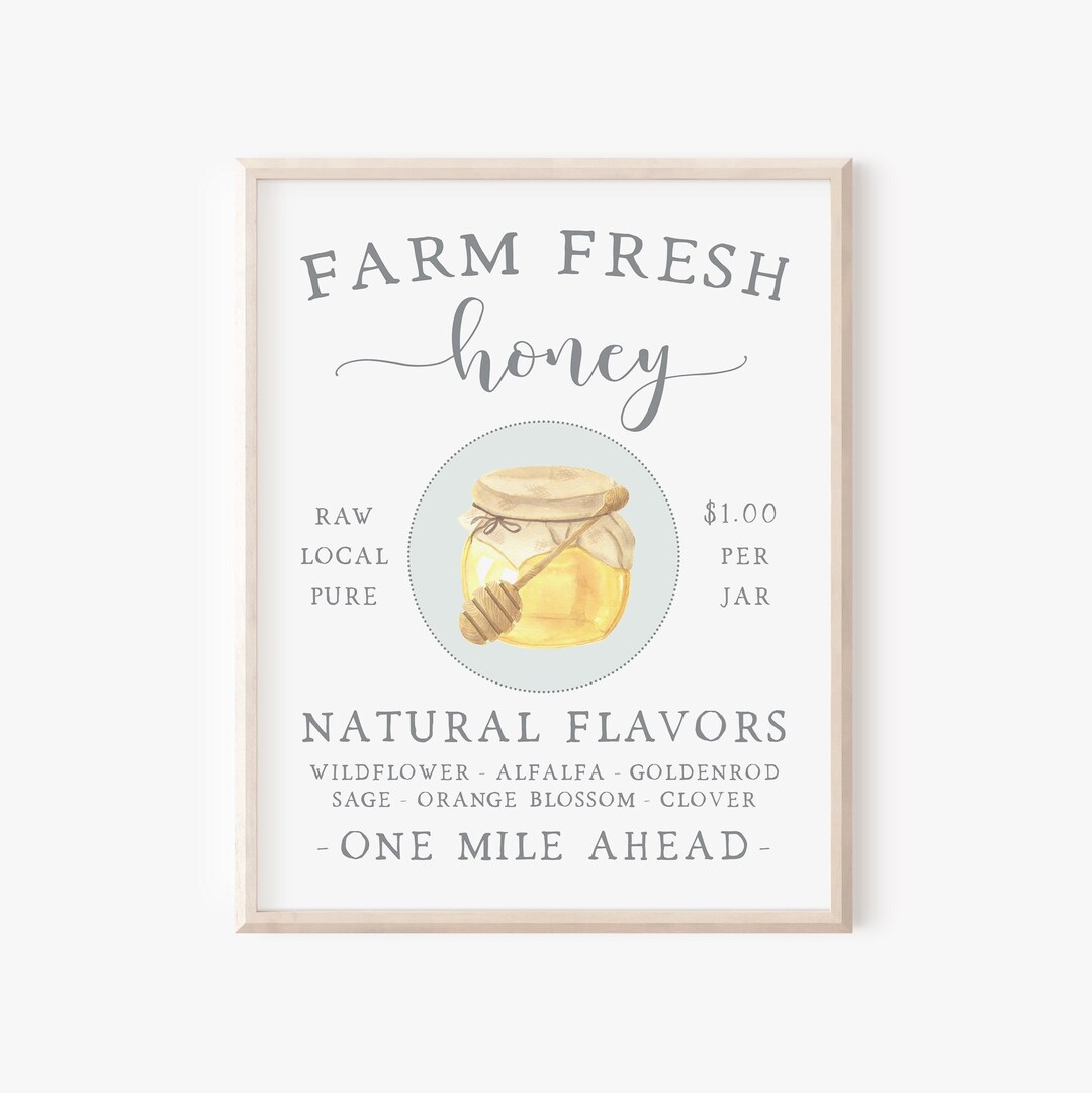 Farm Fresh Honey Sign: Summertime Kitchen Wall Art (digital Download ...