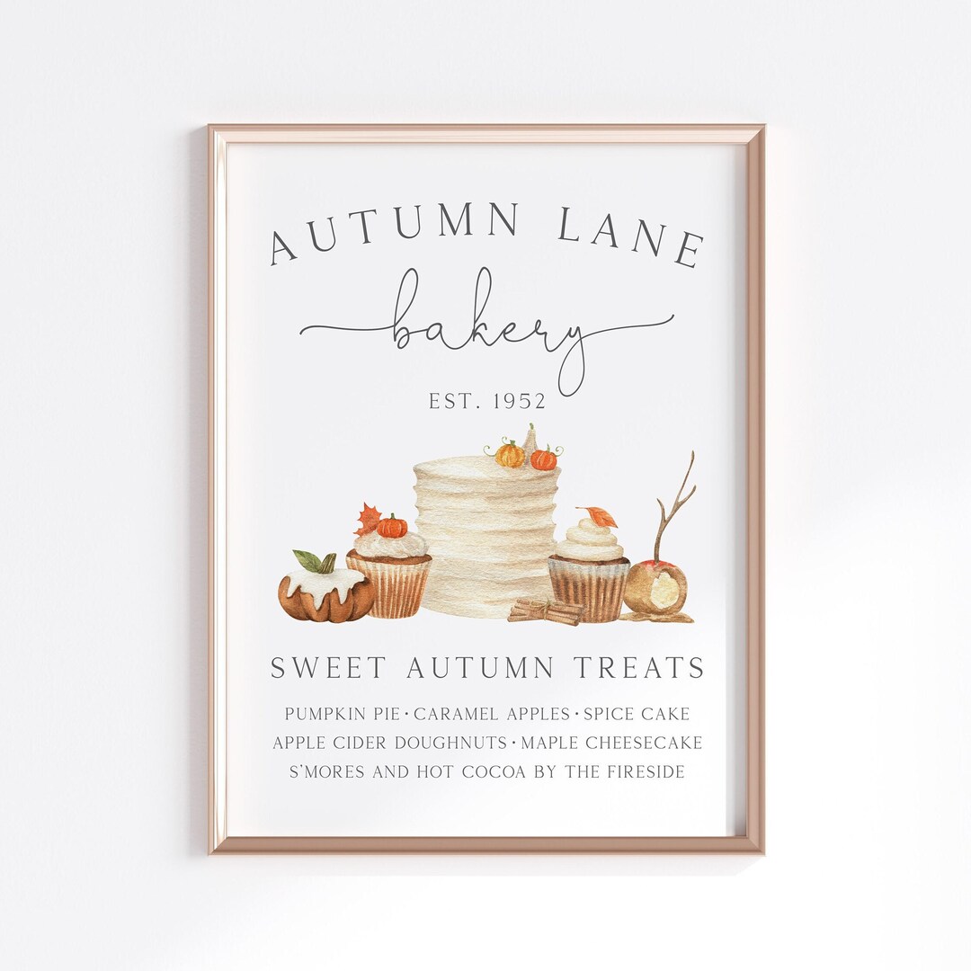 Autumn Bakery Sign: Fall Dessert Print (digital Download) - Etsy