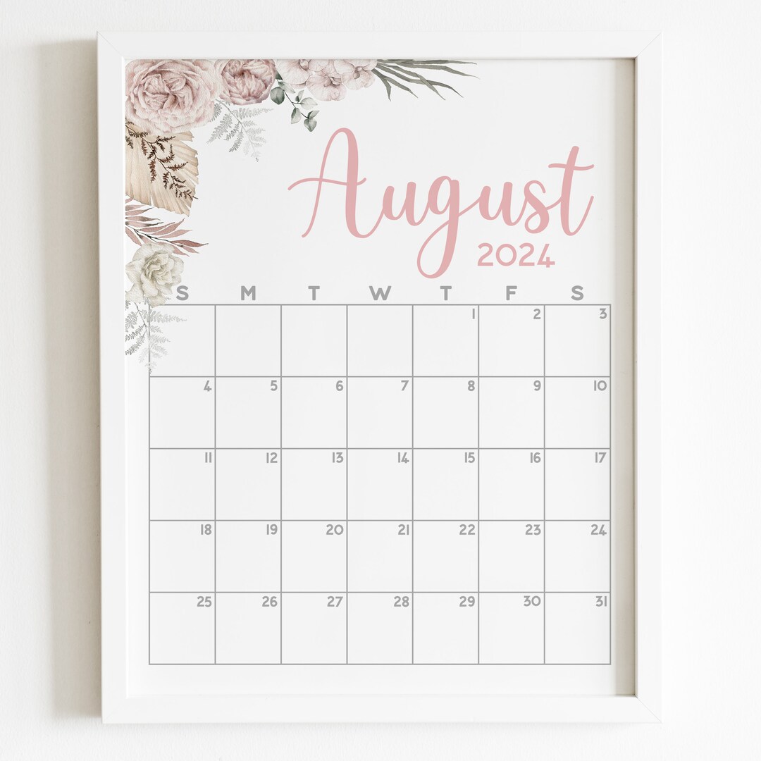 August 2024 Calendar Printable Boho Floral Monthly Planner - Etsy Australia