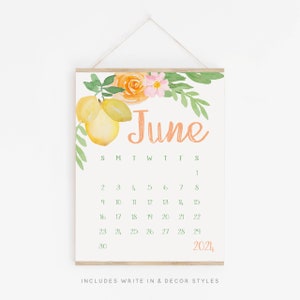 June 2024 Lemon Calendar Printable Instant Download Monthly - Etsy ...