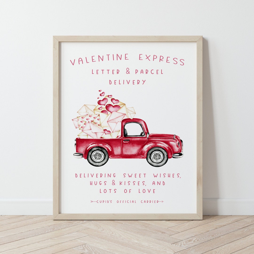Valentine Delivery Truck Printable, Farmhouse Valentine's Day Decor ...