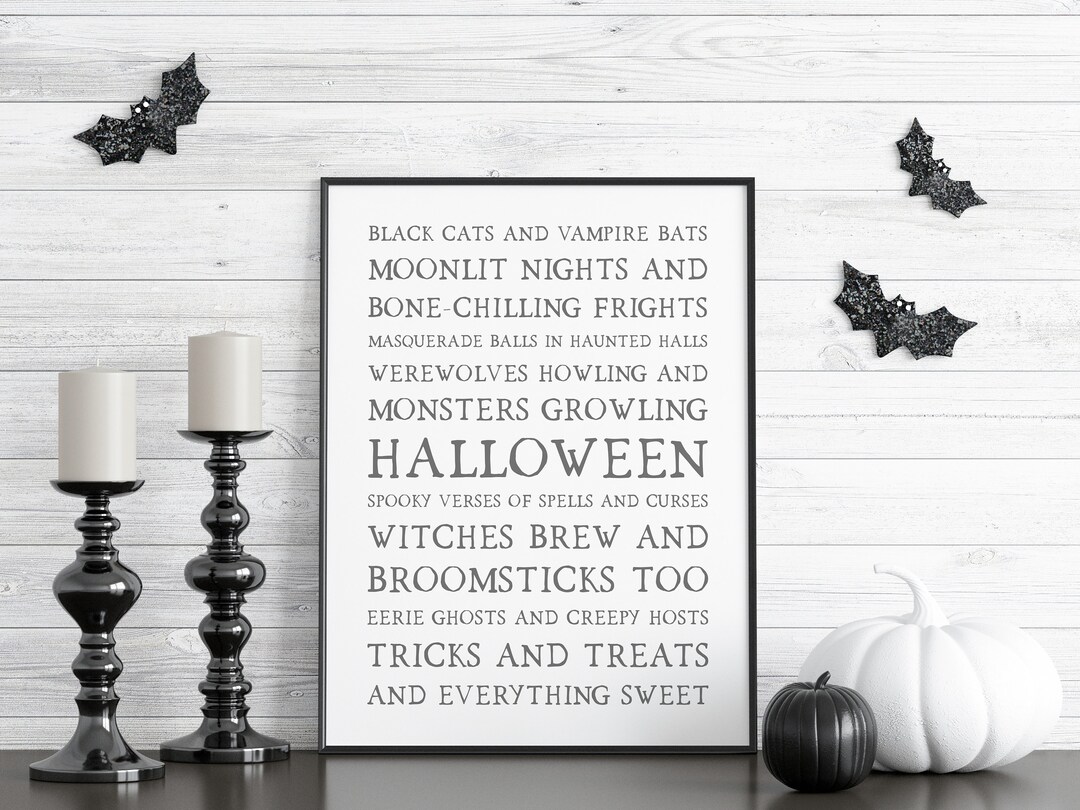 Spooky Halloween Rhyme Art Print: Gothic Typography Poster (digital ...
