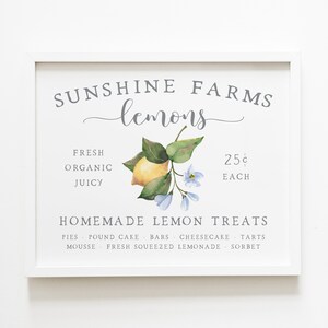 Farm Fresh Lemons Printable, Summer Wall Art, Citrus Artwork, Seasonal ...