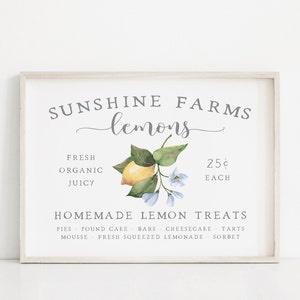 Farm Fresh Lemons Printable, Summer Wall Art, Citrus Artwork, Seasonal ...
