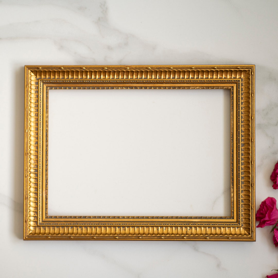 A4 Wood Frame Golden Bronze Color 21x30 CM (8.26x11.8in) Vintage Ornate ...