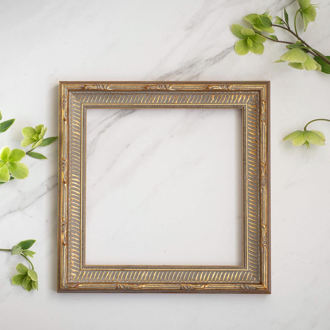 8x8 Antique Gold Picture Frame: Ornate Wooden Square Photo Frame - Etsy