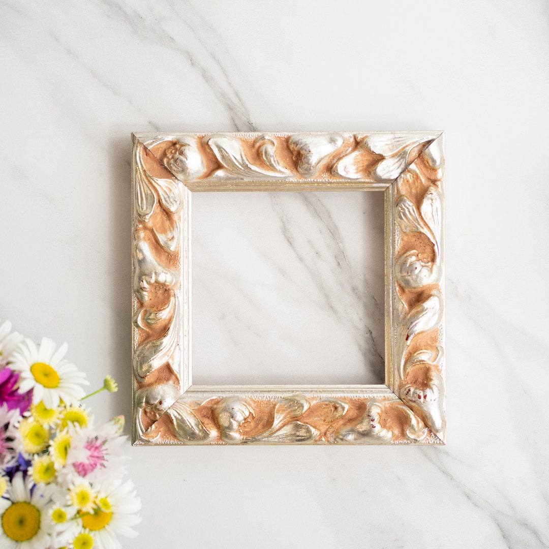 4x4 Inch (10x10cm) Ornate Silver Flowers Picture Frame - Perfect ...