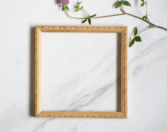 8x8 IN Vintage Style Ornate Gold Leaf Handcrafted Square Wood Frame for ...