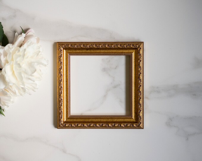 6x6 IN Wood Frame for Wall Art Gold Color, 15X15 CM Vintage Style Frame ...