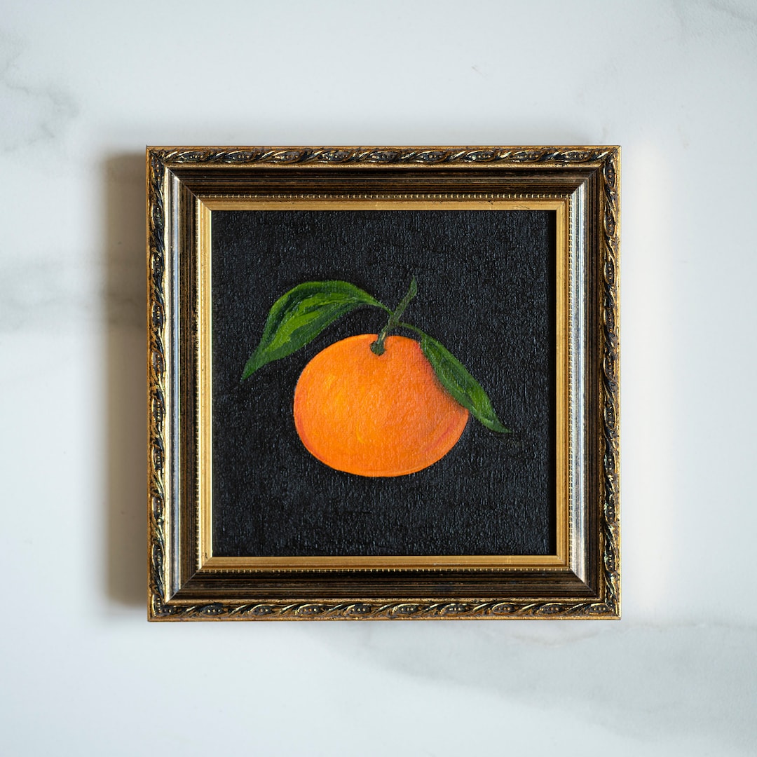 Clementine Oil Painting Original 6x6 IN , Clementine Kitchen Wall Art ...