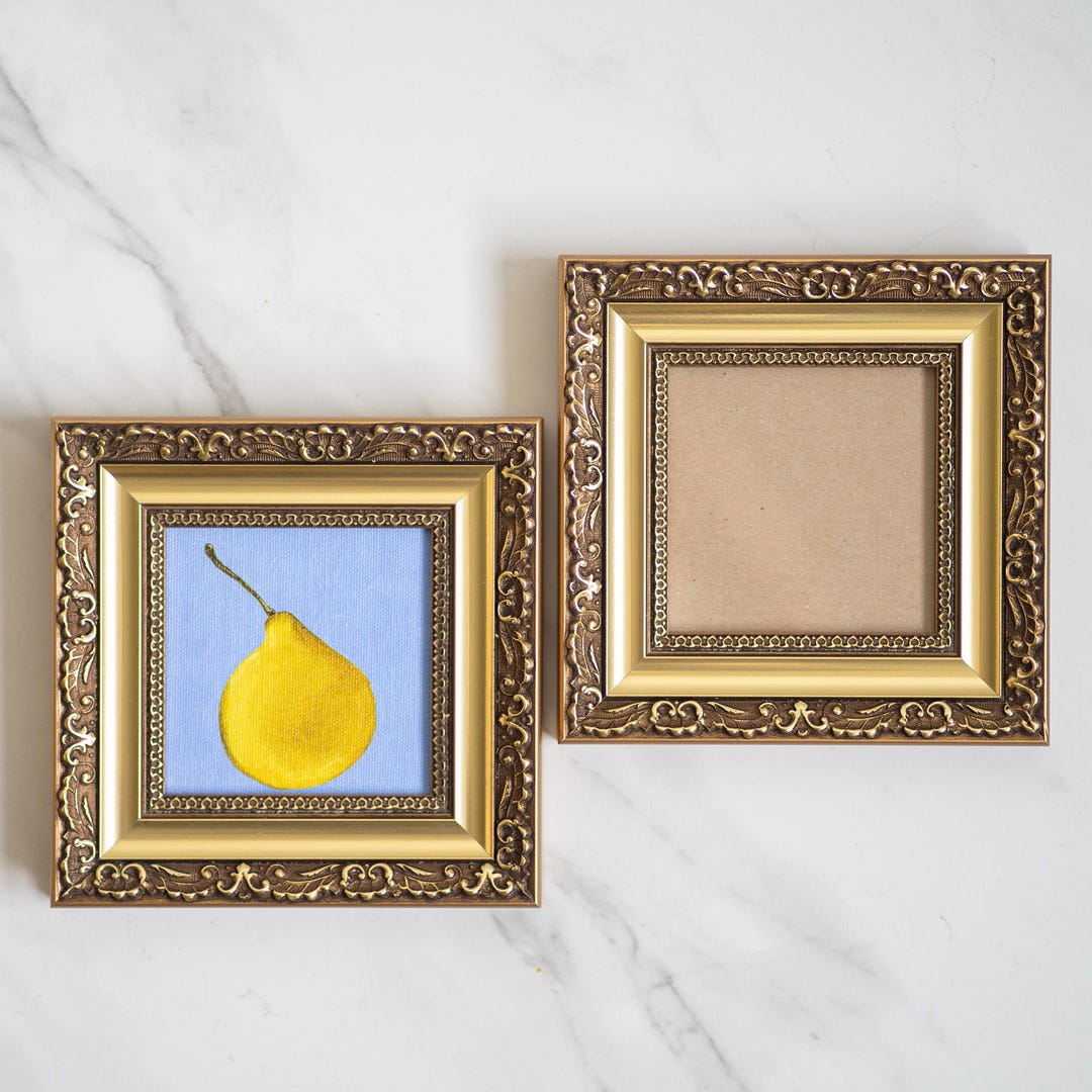 Set of 2 Gold Baroque Picture Frames – Vintage Ornate Wood, 4x4 Inch - Etsy
