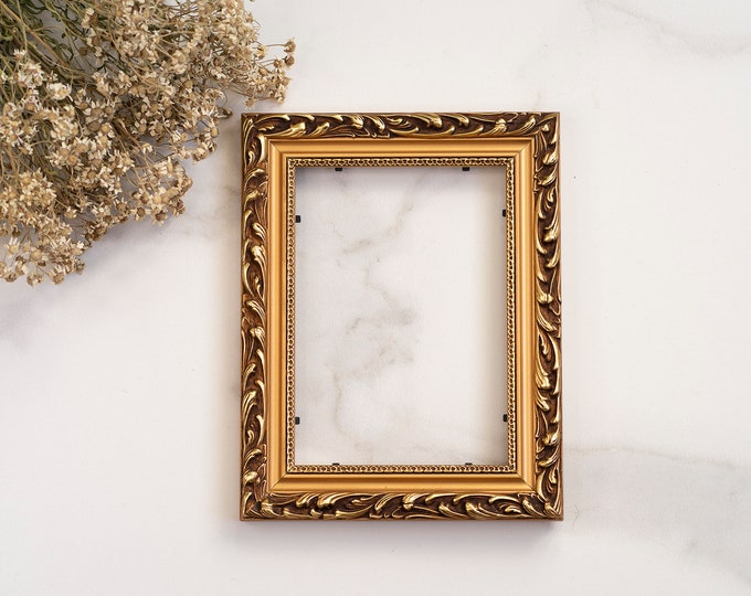5x7 IN Vintage Style Ornate Gold WOOD Frame for Art, 13x18 Cm Antique ...