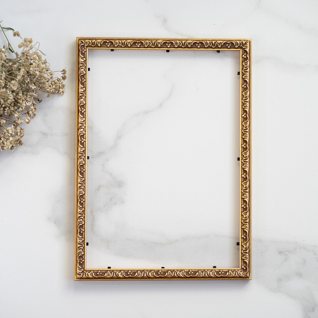 A4 Handcrafted Golden Wood Frame 8.26x11.8 Inch/ Vintage Ornate Style ...