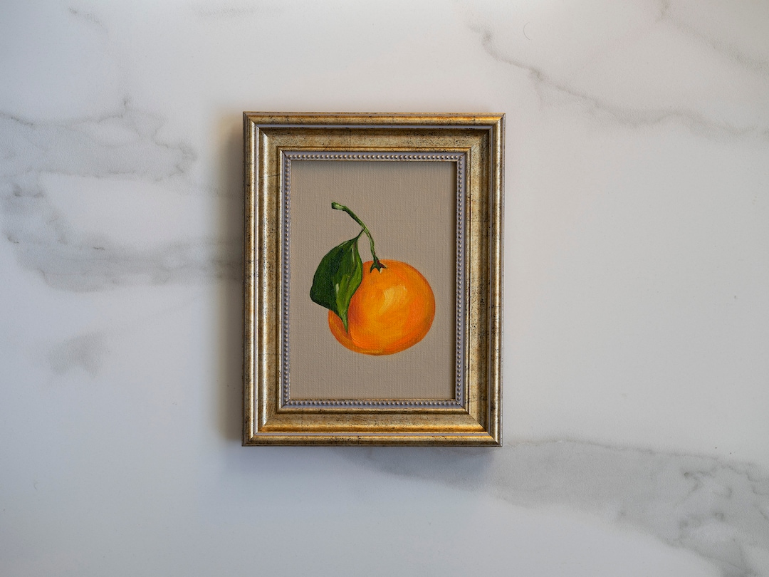 Clementine Oil Painting Original 5x7 IN , Clementine Kitchen Wall Art ...