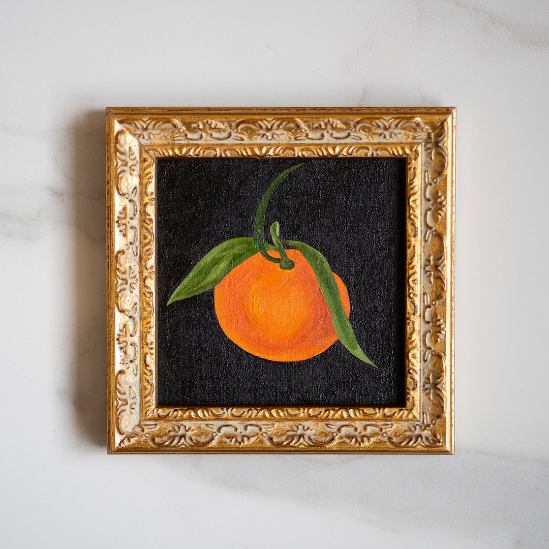 Clementine Oil Painting Original 6x6 IN , Clementine Kitchen Wall Art ...