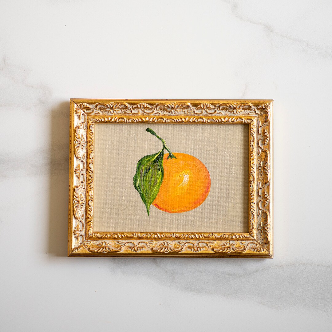 Clementine Oil Painting Original 5x7 IN , Clementine Kitchen Wall Art ...