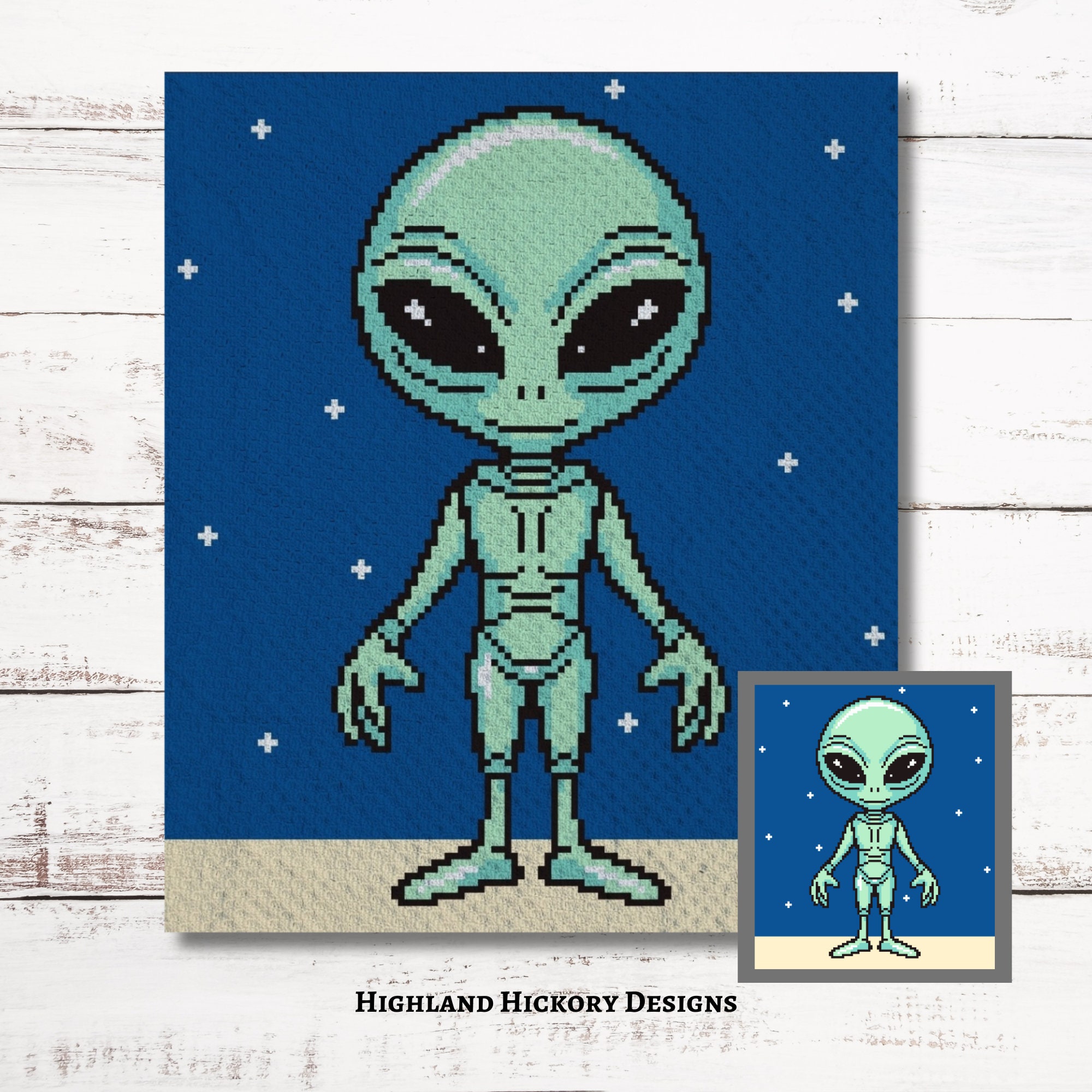 Alien Graph Crochet Pattern C2C Graphgan + Written Instructions Corner ...