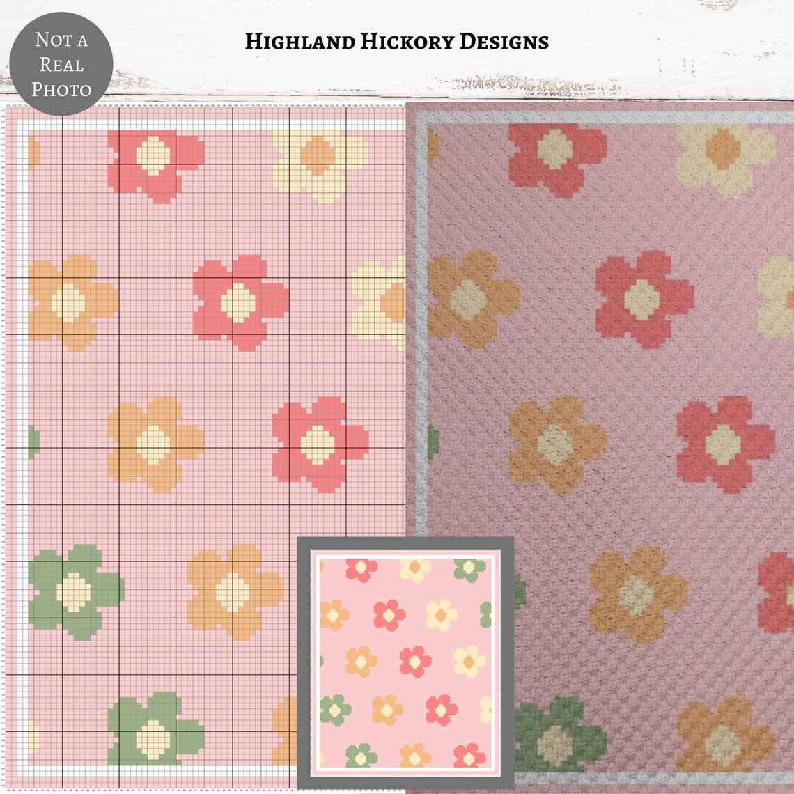 Basic Flowers Graph Crochet Pattern C2C, Mini C2c, Tss, Sc, Hdc, Dc ...