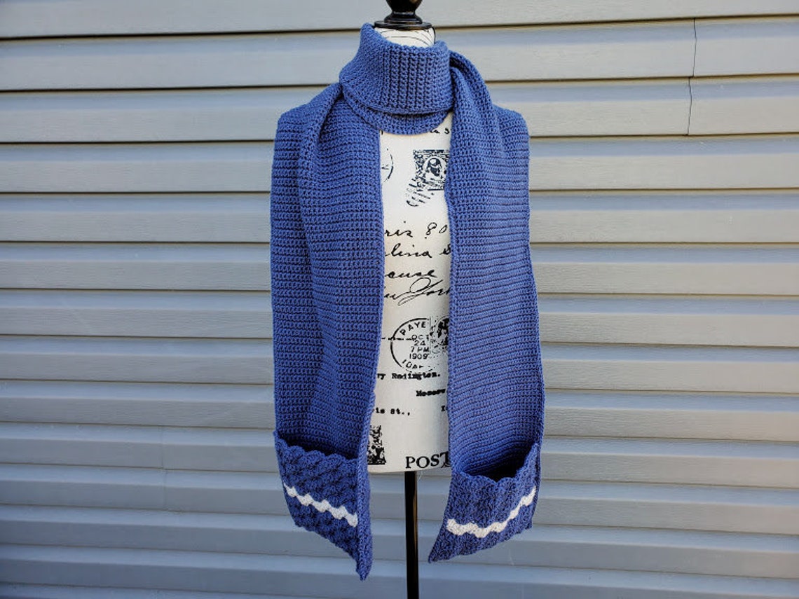 Crochet Wavy Shells Pocket Scarf PATTERN ONLY Women's - Etsy