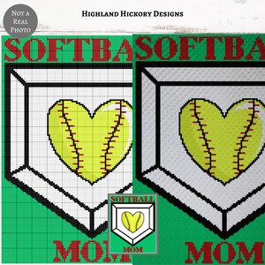 Softball Mom Graph Crochet Pattern C2C, Mini C2c, Tss, Sc, Hdc, Dc ...