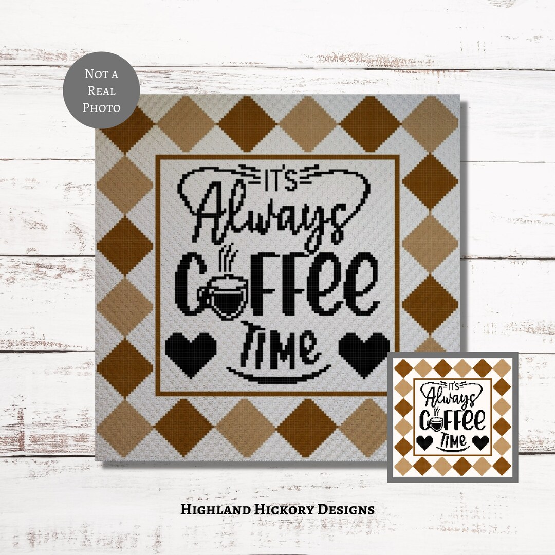 Coffee Time Graph Crochet Pattern C2C, Mini C2c, Tss, Sc, Hdc, Dc ...