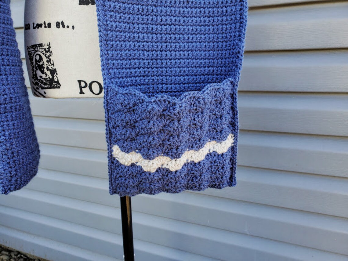 Crochet Wavy Shells Pocket Scarf PATTERN ONLY Women's - Etsy