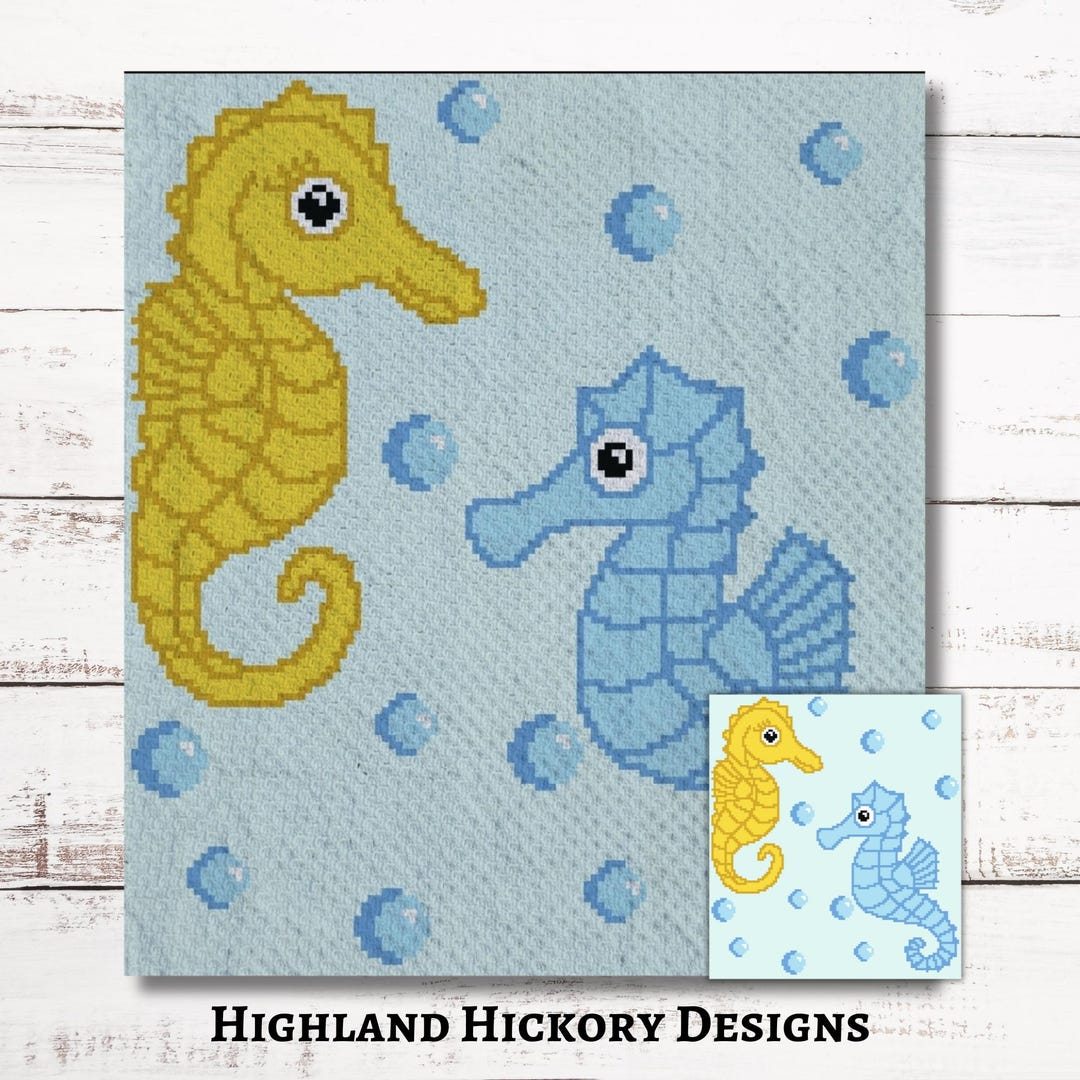 Seahorses Graph Crochet Pattern C2C Graphgan Written Instructions ...