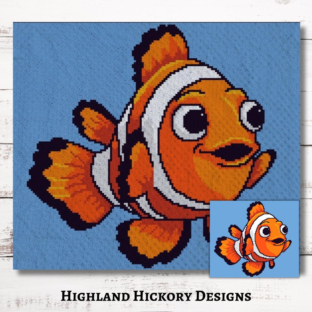 Clownfish Graph Crochet Pattern C2C Graphgan + Written Instructions Corner-to-corner, Tapestry ...