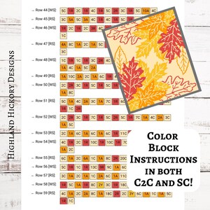 Pile of Leaves Graph Crochet Pattern C2C, Mini C2c, Tss, Sc, Hdc, Dc ...