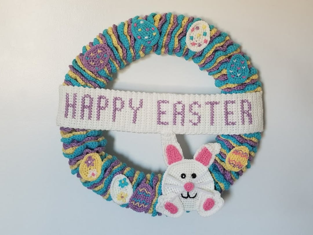 Crochet Easter Wreath PATTERN ONLY Holiday Decoration Decor Spring ...