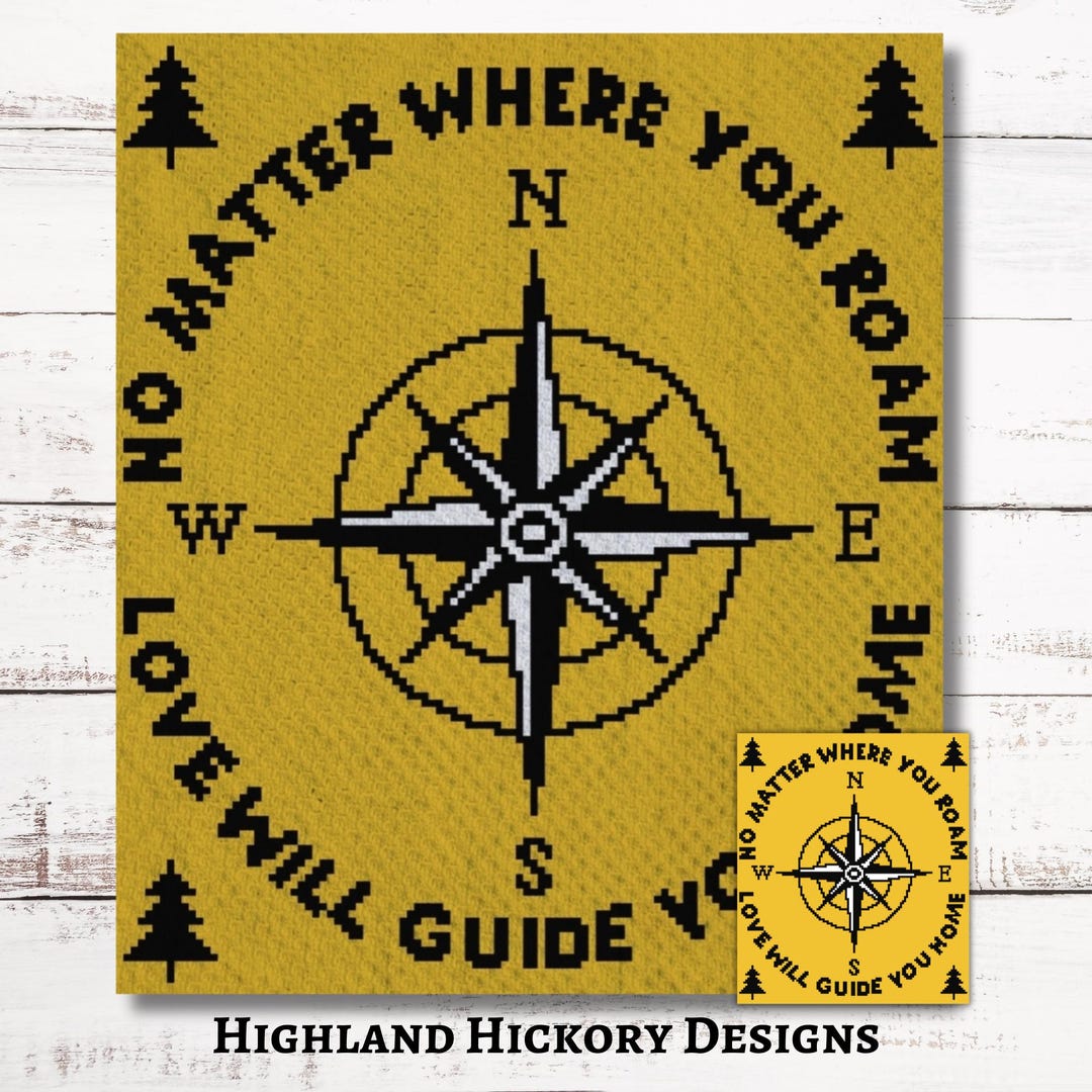 Love Compass Graph Crochet Pattern C2C Graphgan + Written Instructions ...