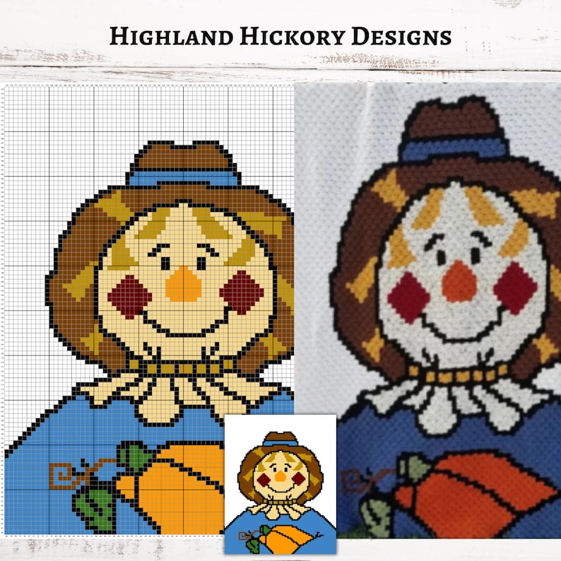 Scarecrow Graph Crochet Pattern C2C and SC Graphgan + Written ...