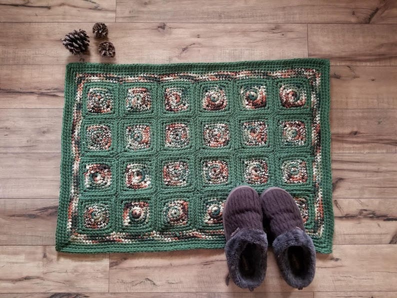 Crochet Granny Square Cabin Rug PATTERN ONLY Exterior Door Size Small ...