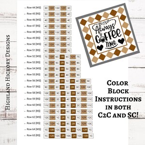 Coffee Time Graph Crochet Pattern C2C, Mini C2c, Tss, Sc, Hdc, Dc ...
