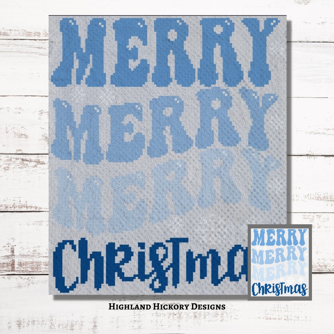 Merry Christmas Graph Crochet Pattern C2C, Mini C2c, Tss, Sc, Hdc, Dc ...