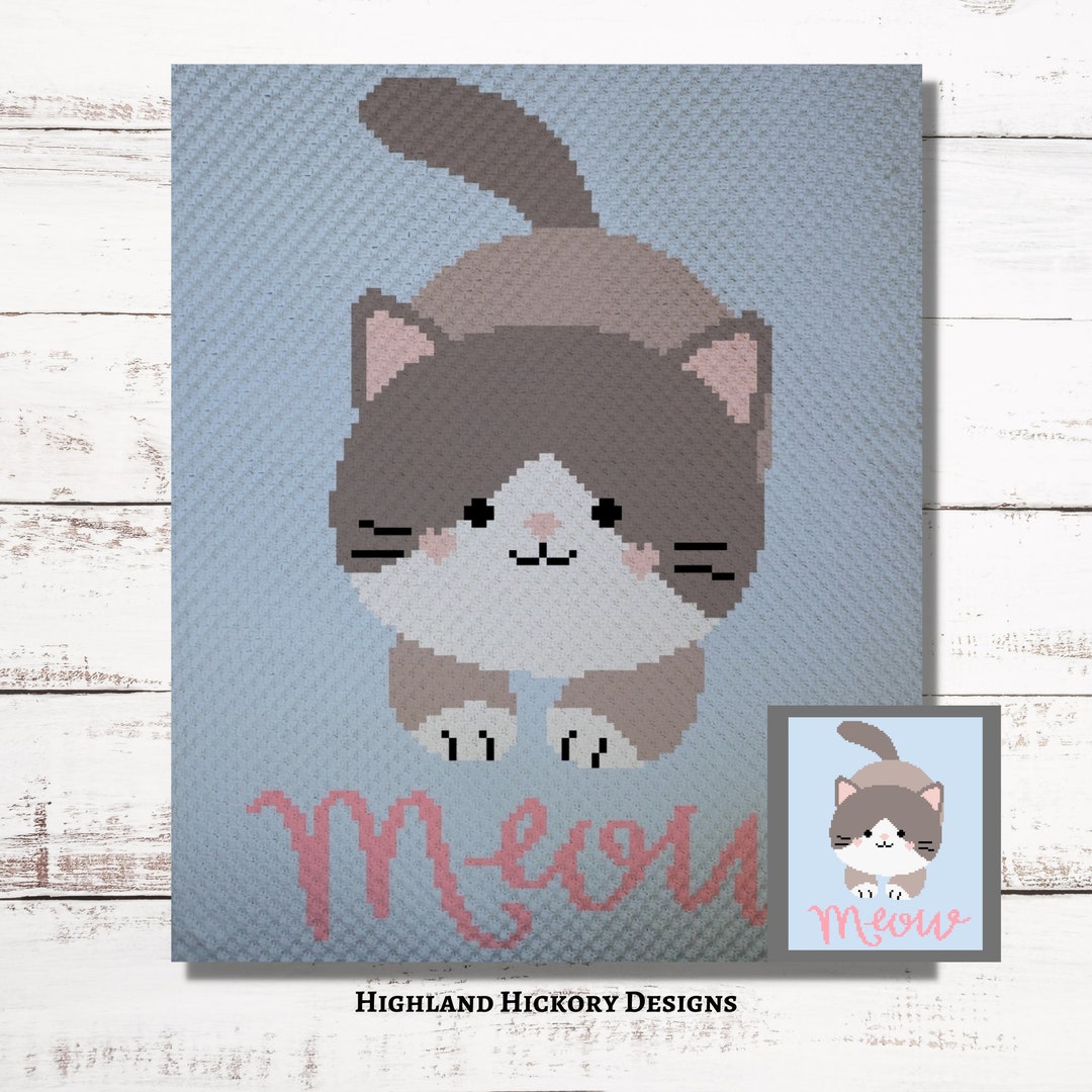 Cats Meow Graph Crochet Pattern C2C Graphgan + Written Instructions ...