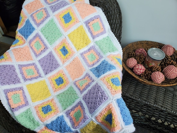 Crochet Building Blocks Baby Blanket PATTERN ONLY Corner to - Etsy