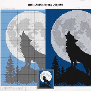 Wolf Howl Graph Crochet Pattern C2C Graphgan + Written Instructions ...