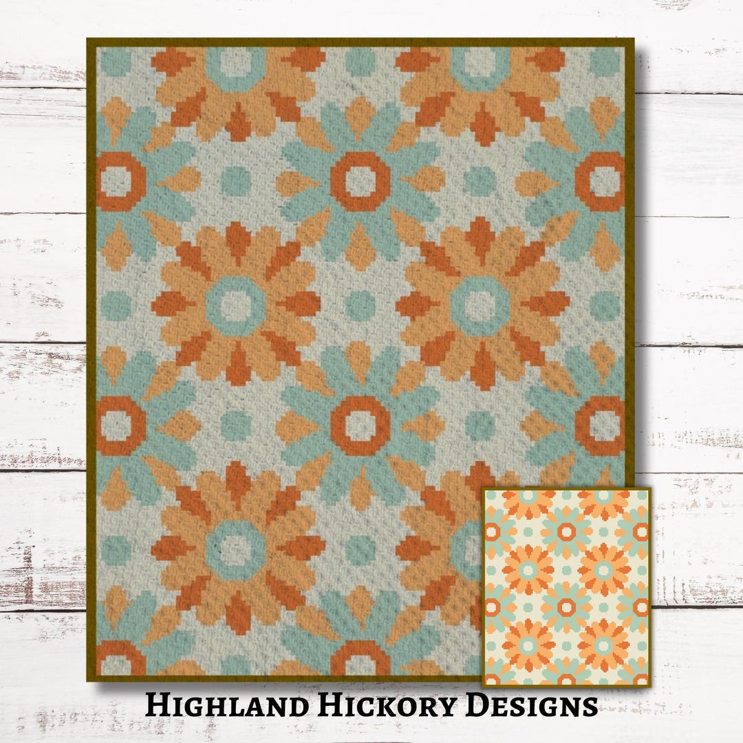 Abstract Flowers Graph Crochet Pattern C2C Graphgan + Written ...