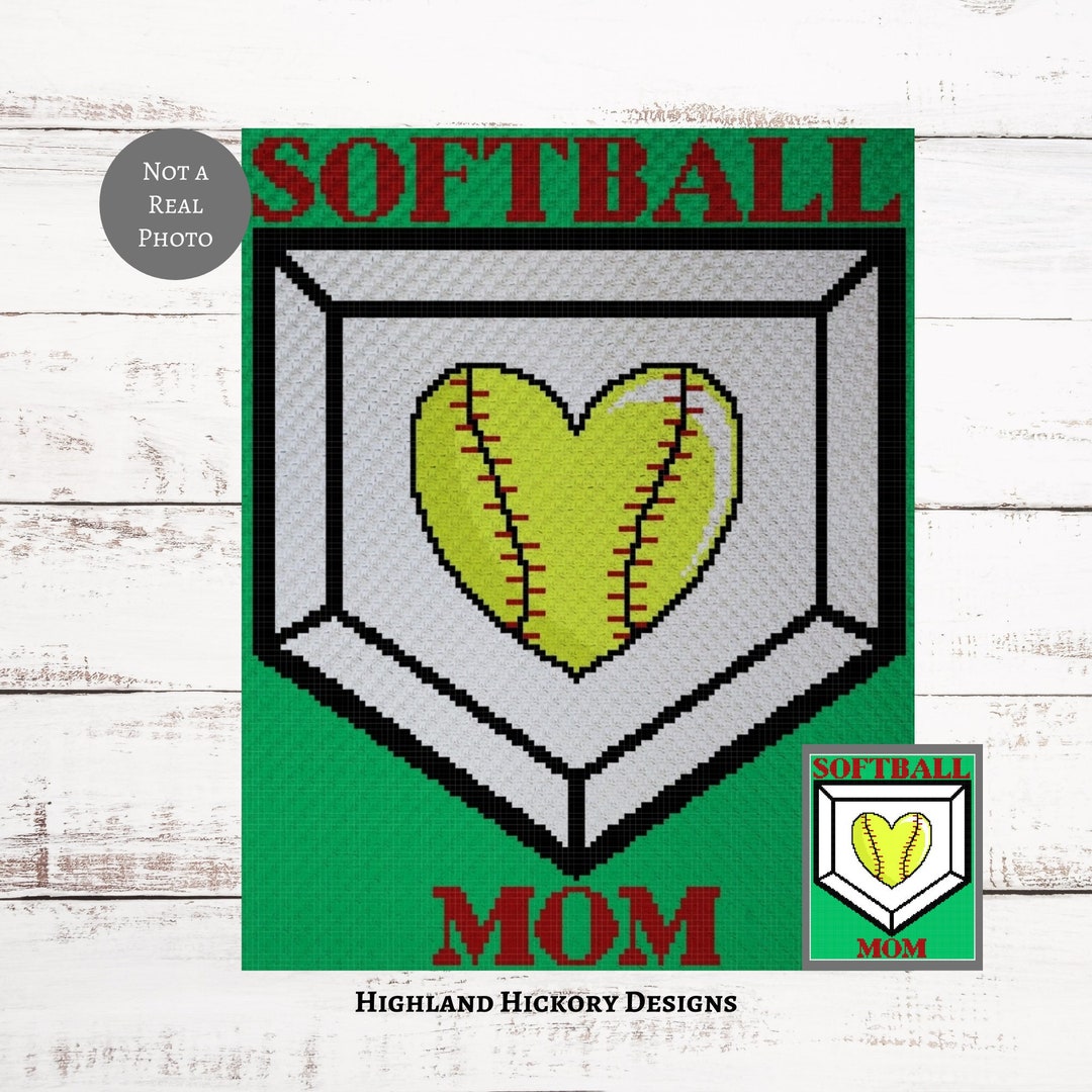 Softball Mom Graph Crochet Pattern C2C, Mini C2c, Tss, Sc, Hdc, Dc ...