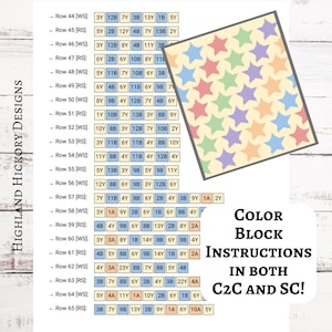 Stars Graph Crochet Pattern C2C, Mini C2c, Tss, Sc, Hdc, Dc Graphgan ...