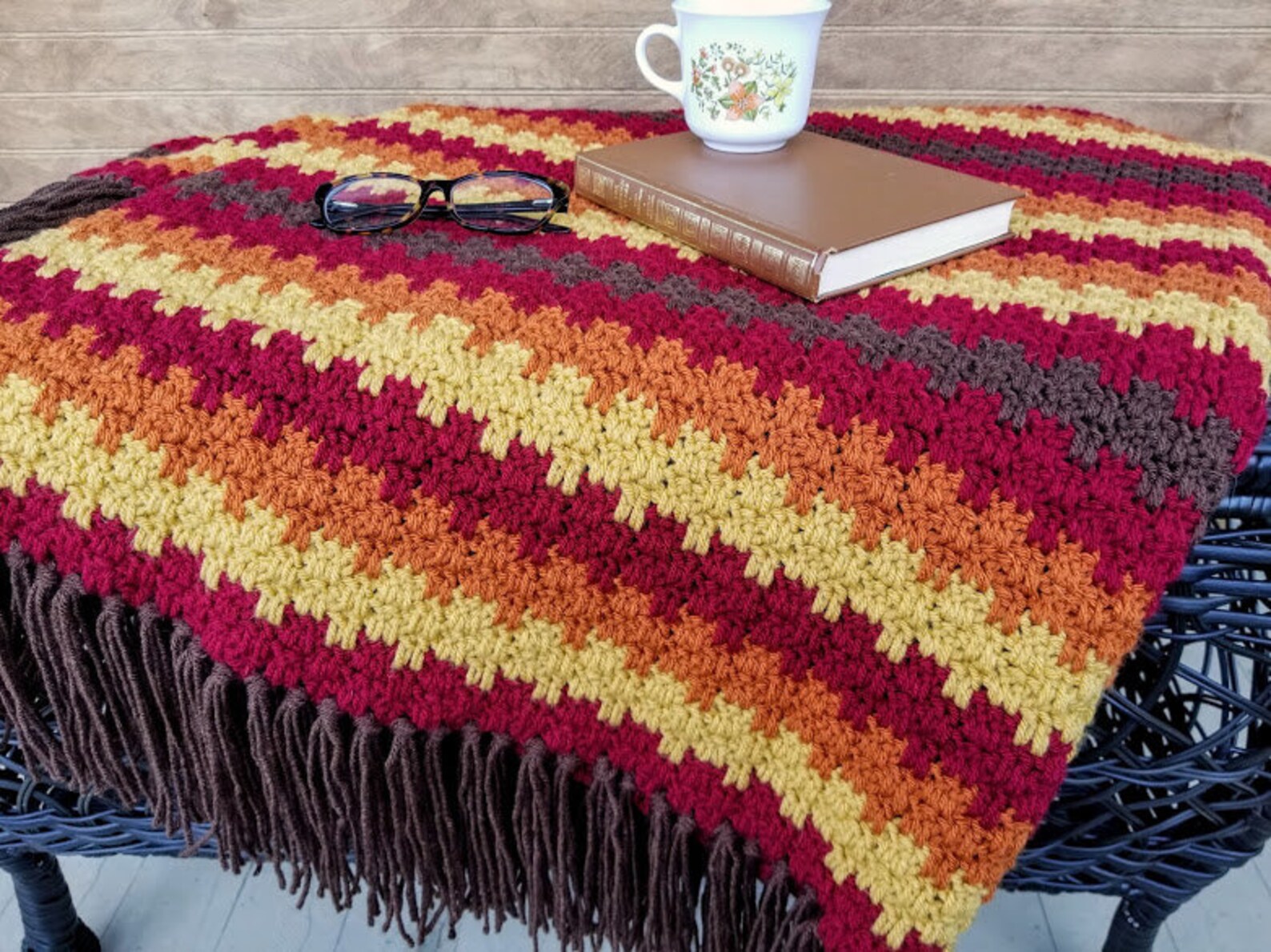 Crochet Fall Foliage Afghan PATTERN ONLY Autumn Themed Throw Blanket ...