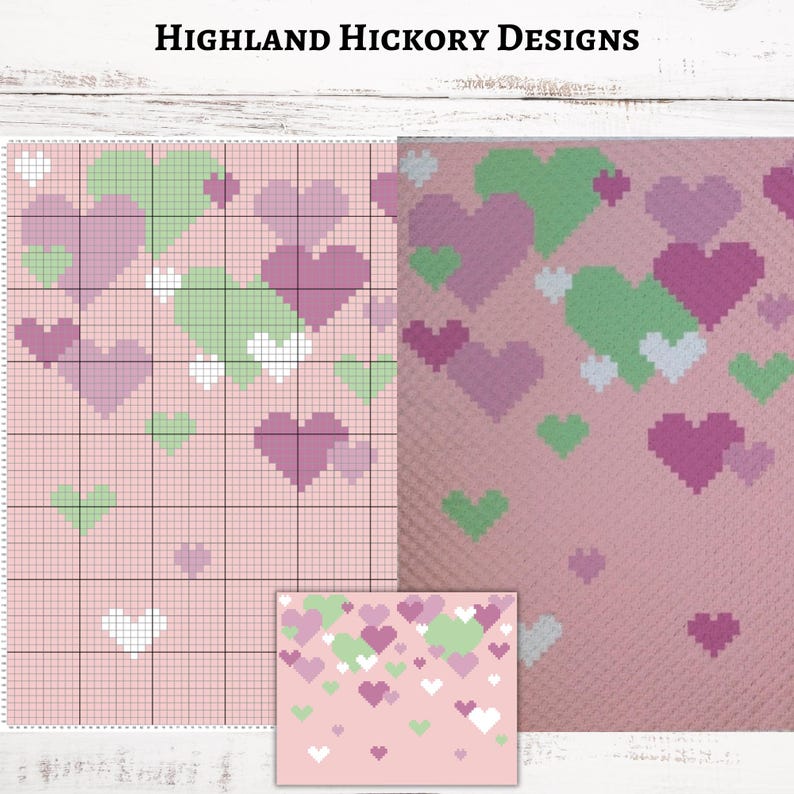 Hearts Galore Graph, Crochet Pattern, C2C and SC Graphgan + Written ...