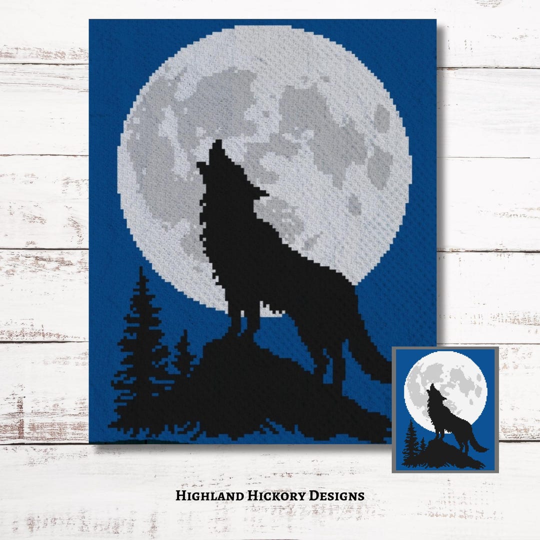 Wolf Howl Graph Crochet Pattern C2C Graphgan + Written Instructions ...